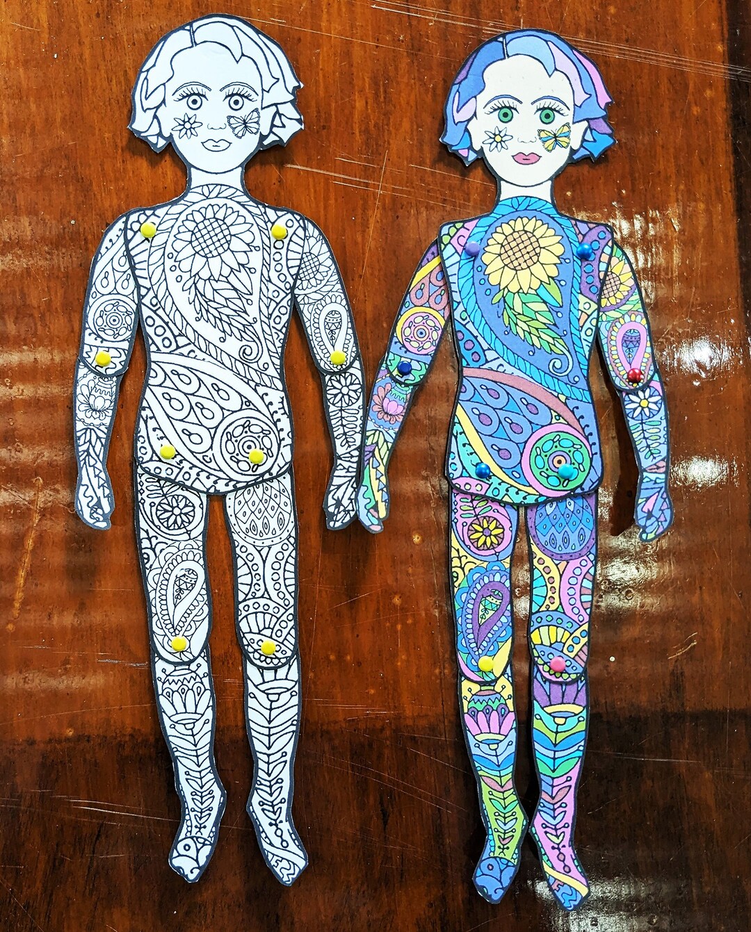 Floral Paper Doll – Jointed Coloring Craft Project (digital Download ...