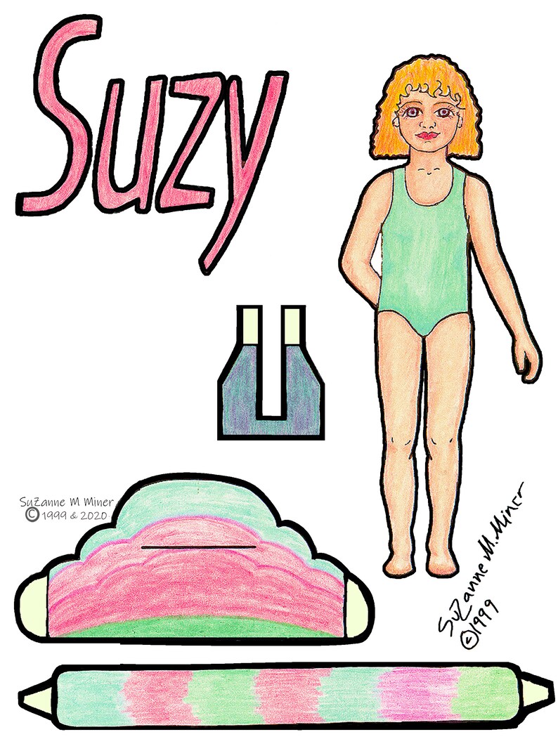 Suzy Paper Doll - Digital Download - Fun Little Girl on Vacation With ...