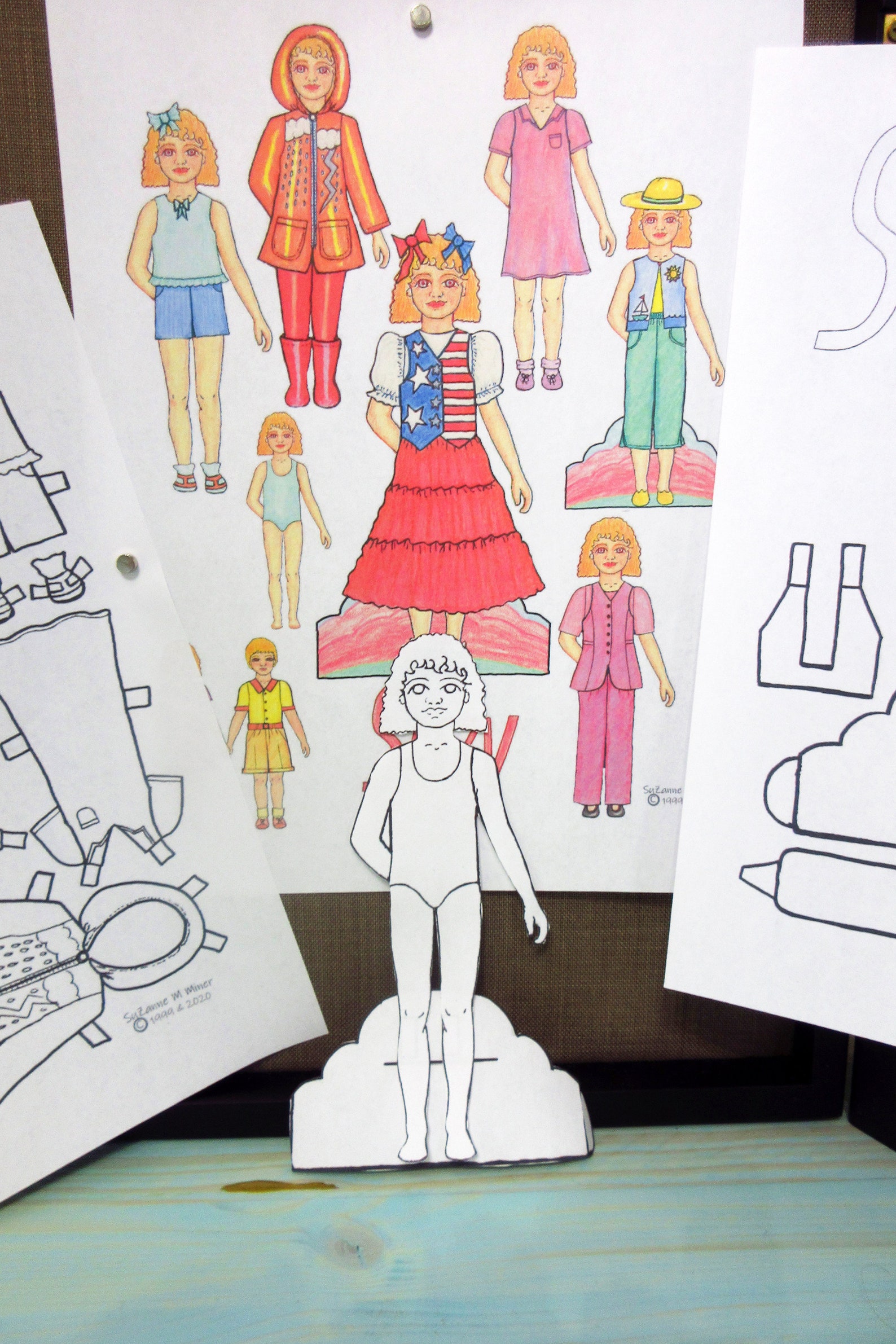 Suzy Paper Doll Coloring Pages - Cute Kid With Fun Clothes, Patriotic ...