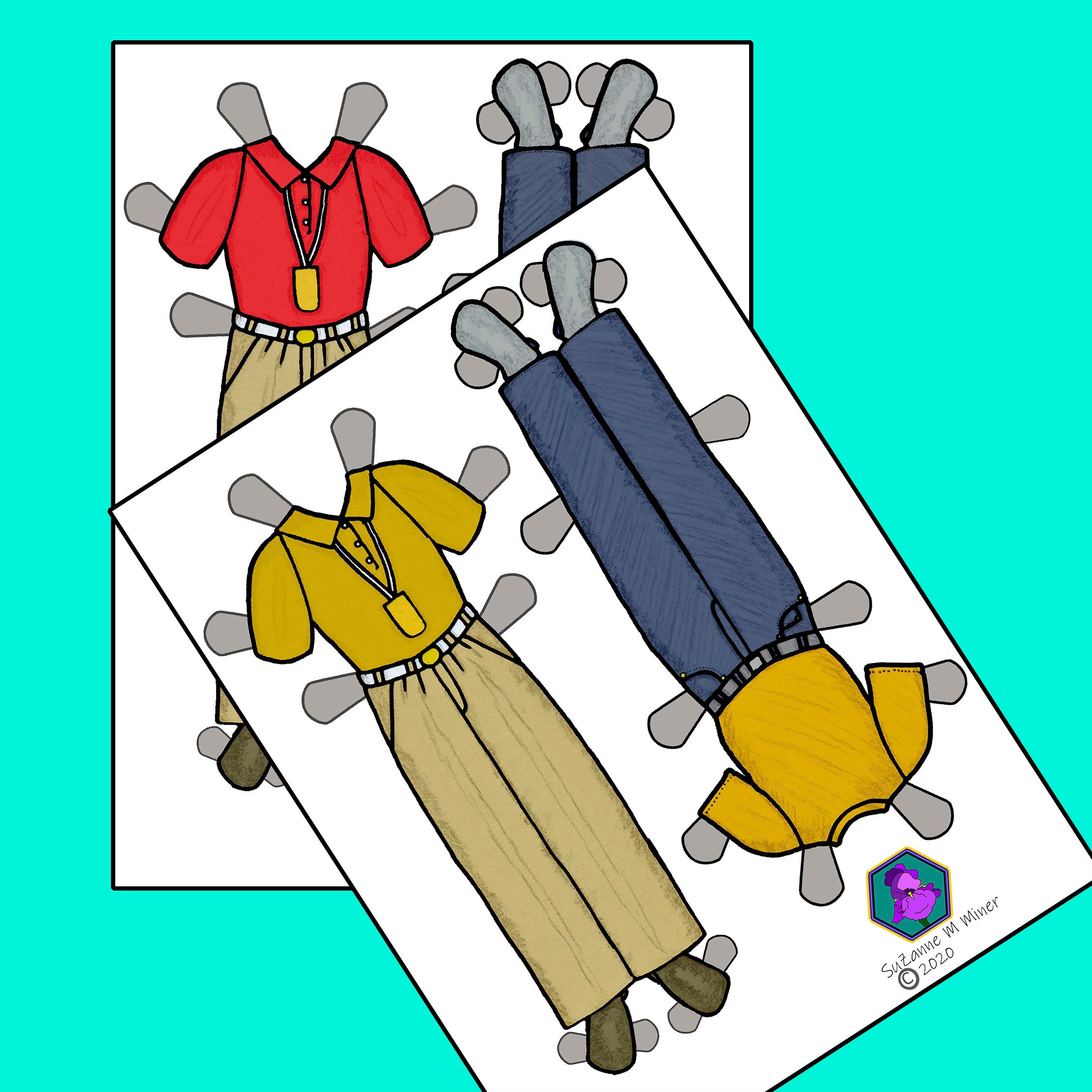 Purple & Gold School Spirit Paper Doll – 9 Outfits (digital Download ...
