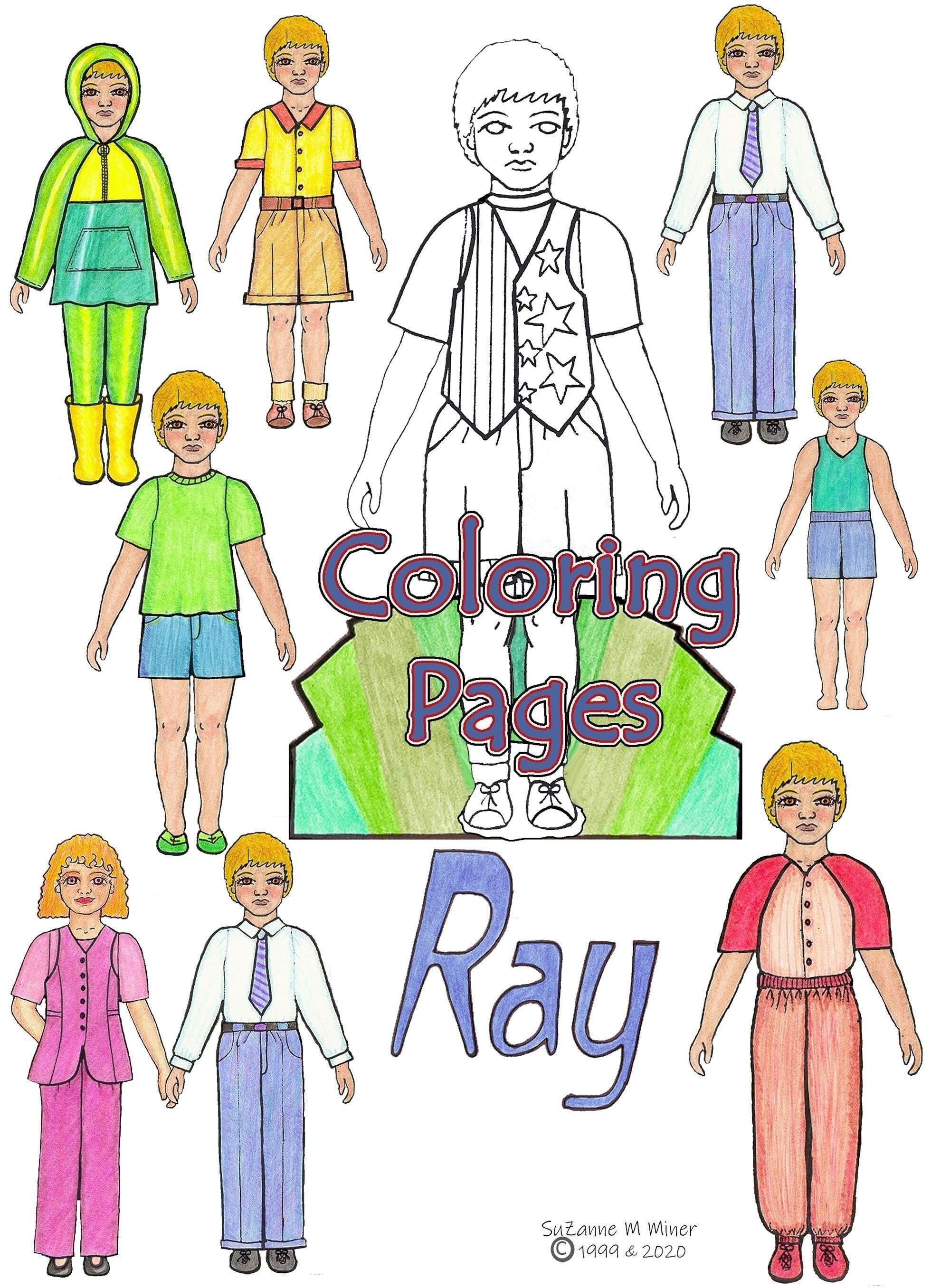 Ray Paper Doll Coloring Pages - Cute Kid, Fun Clothes, Patriotic - Etsy