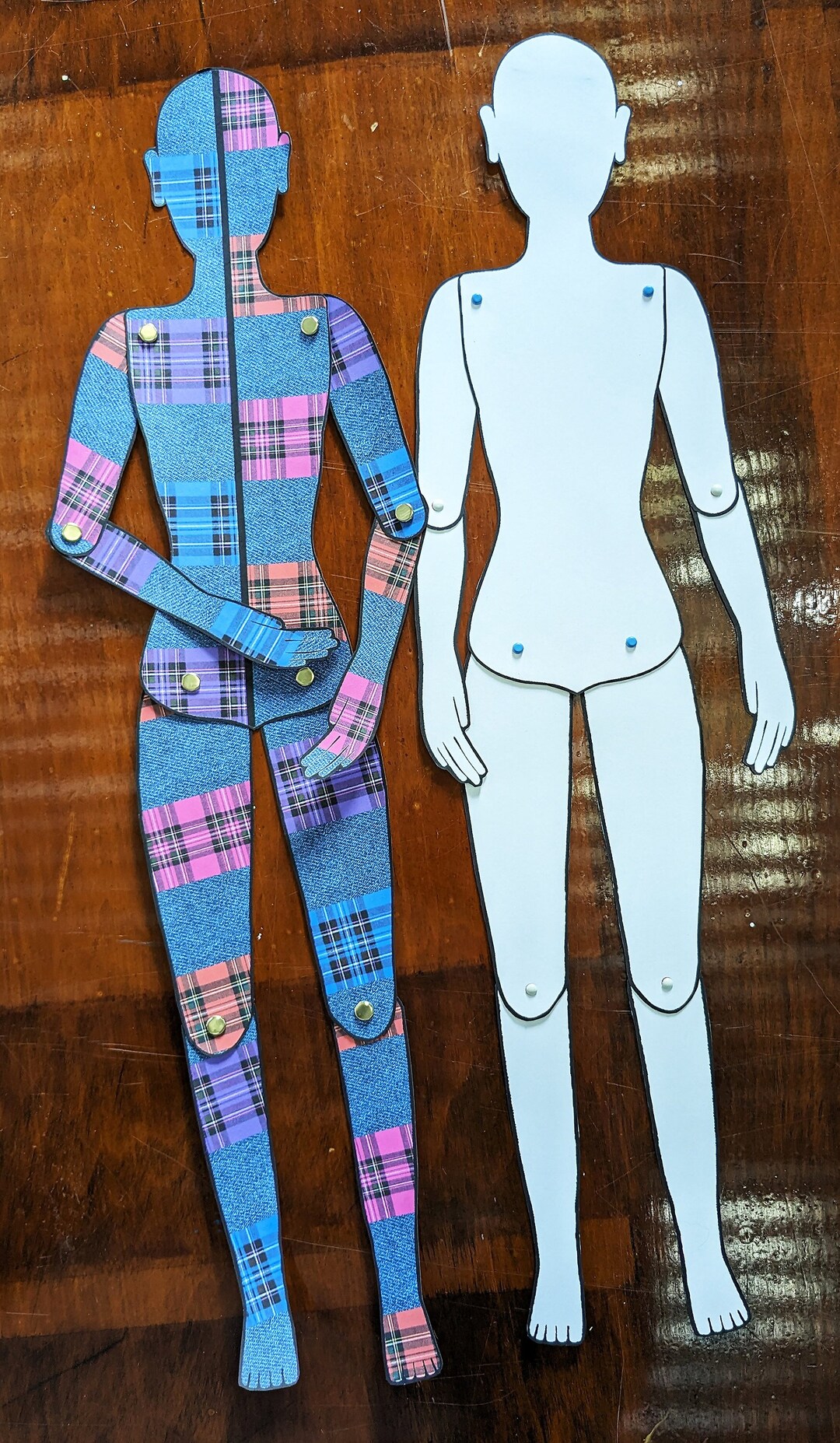 Denim & Plaid Paper Doll Babs – Jointed Coloring Template (digital ...