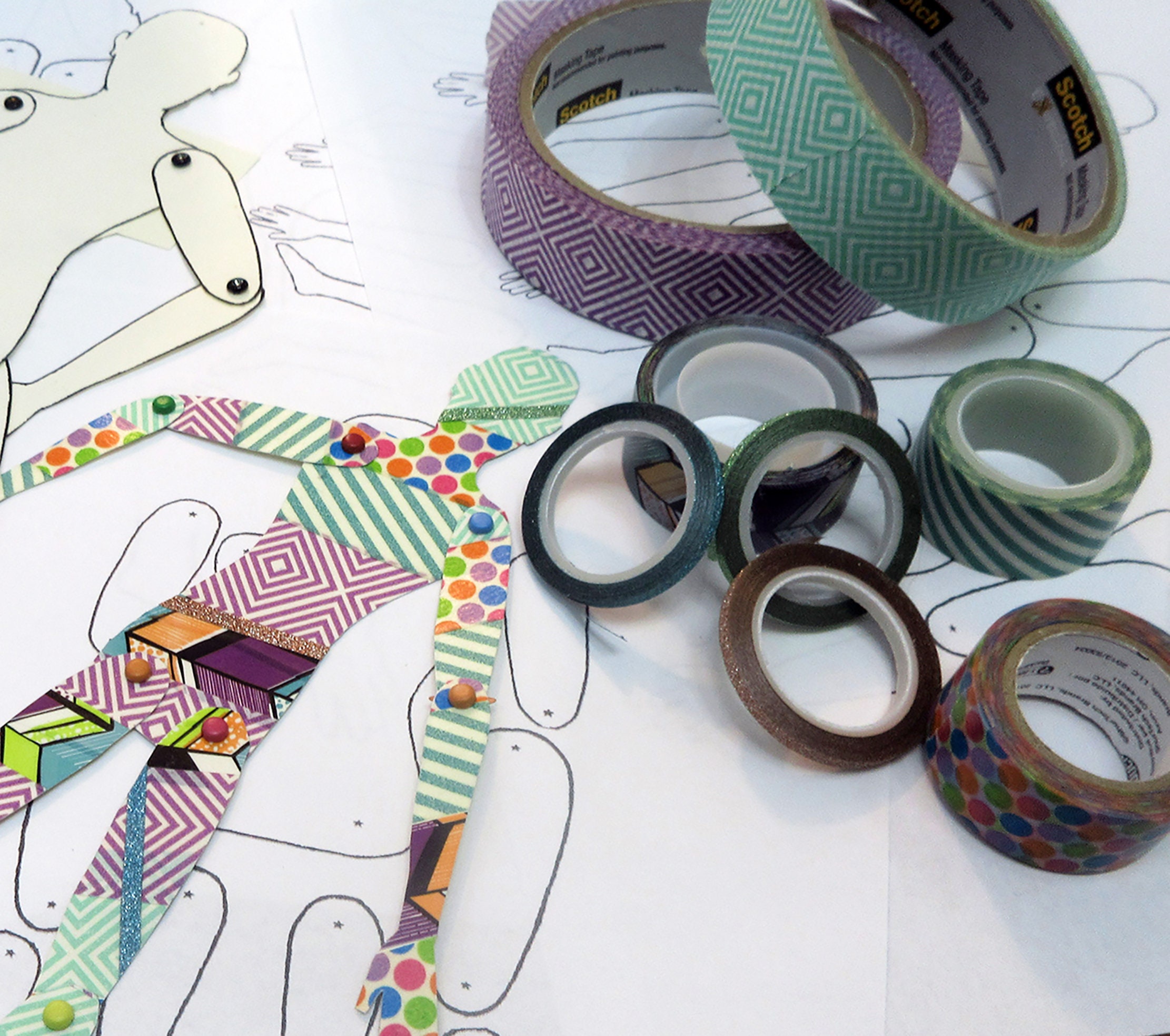 Large Articulated Paper Doll – Coloring Project, Creativity Template ...