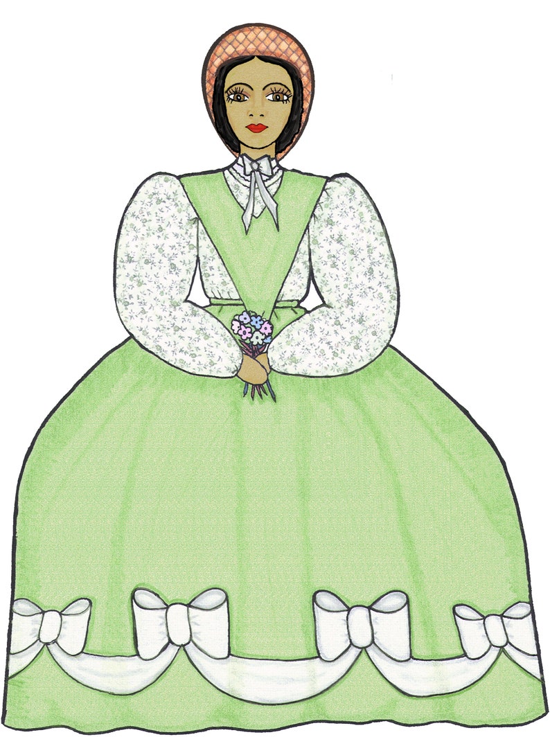 Tea Cozy Party - Paper Doll, Green Dress, Black Hair, Brown Eyes - Etsy