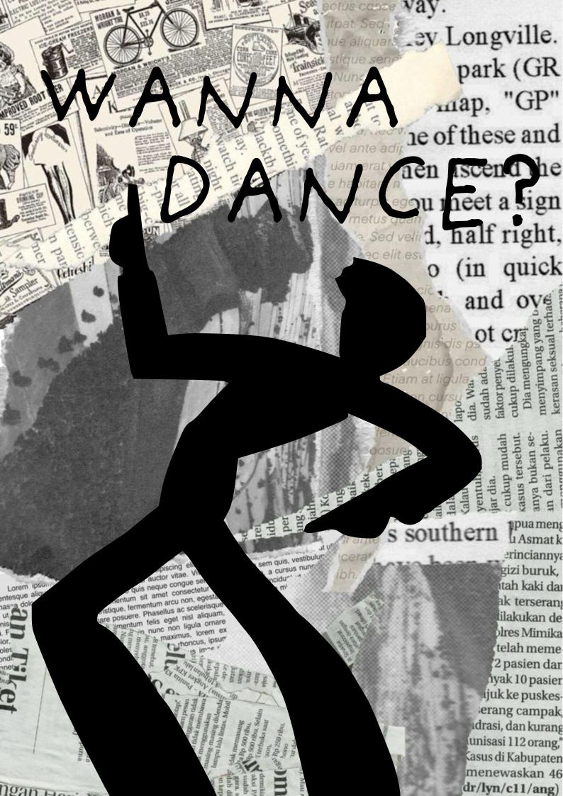 Wanna Dance? - Silhouette Newspaper Art Print - Etsy