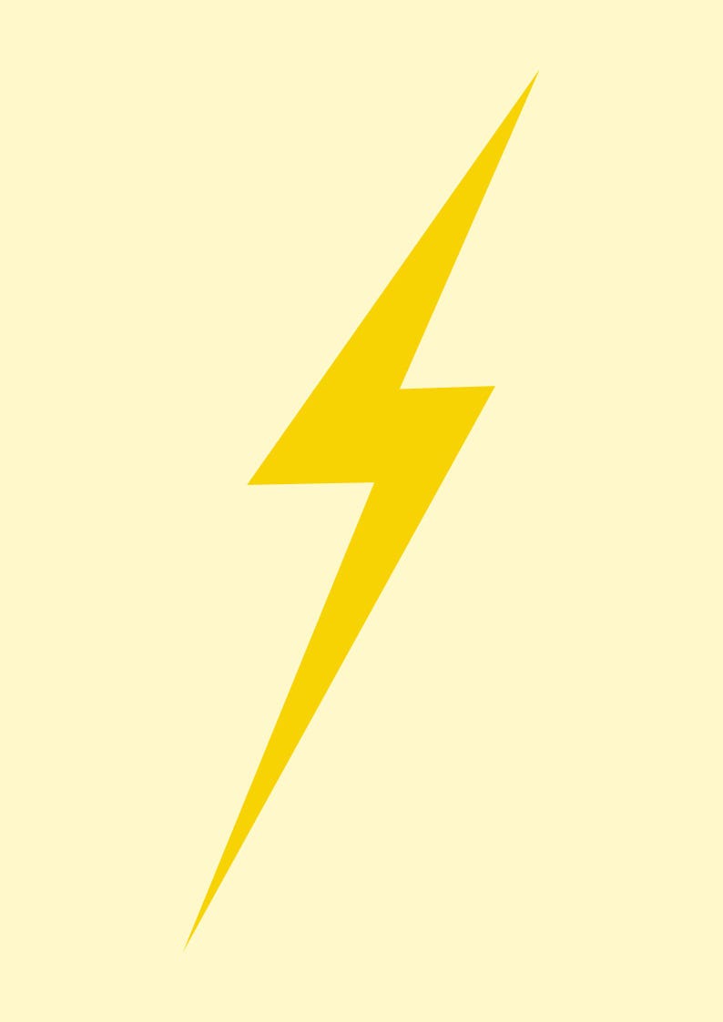 Yellow Lightning Bolt Poster - Etsy