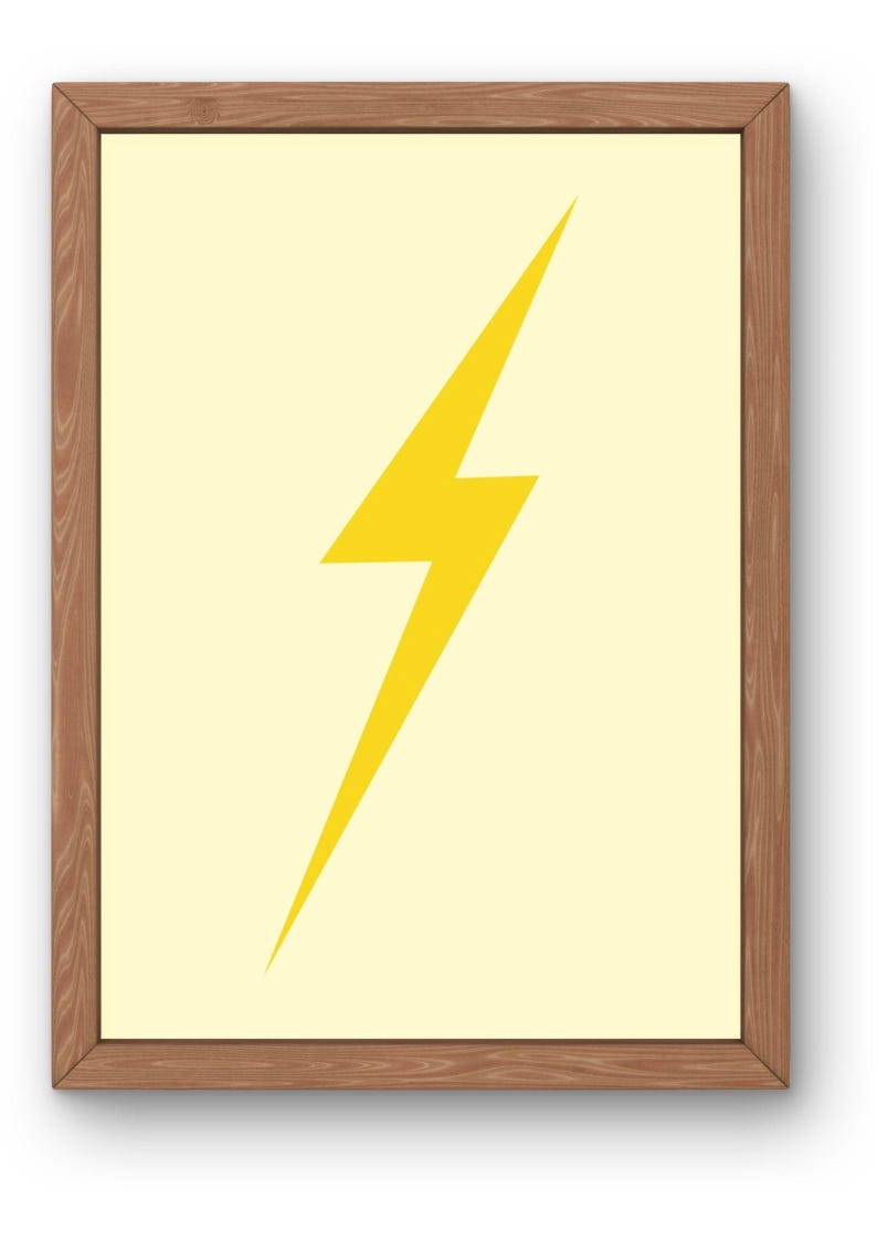 Yellow Lightning Bolt Poster - Etsy