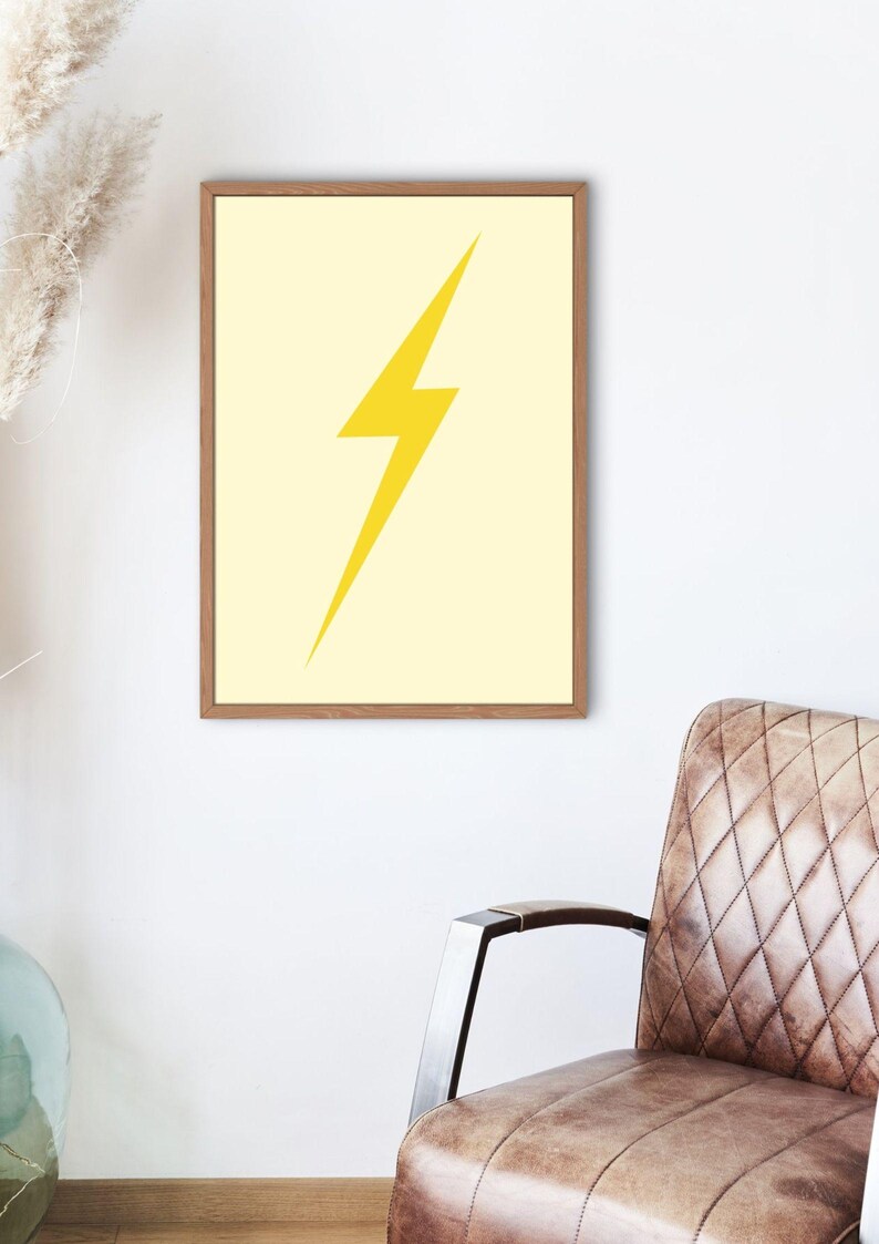 Yellow Lightning Bolt Poster - Etsy