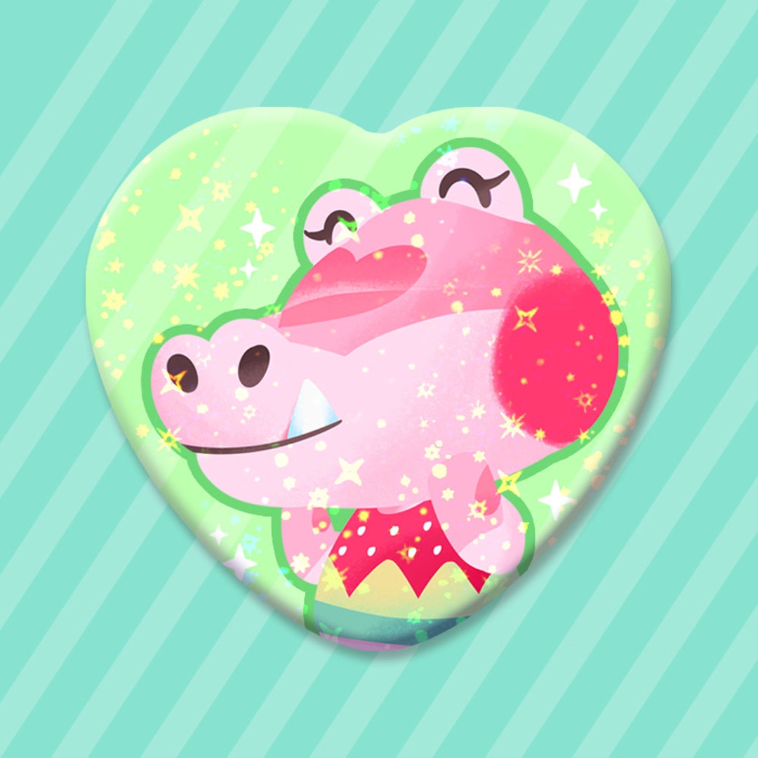 Gayle Animal Crossing Cute Metal Sparkly Star Holographic Heart Button ...