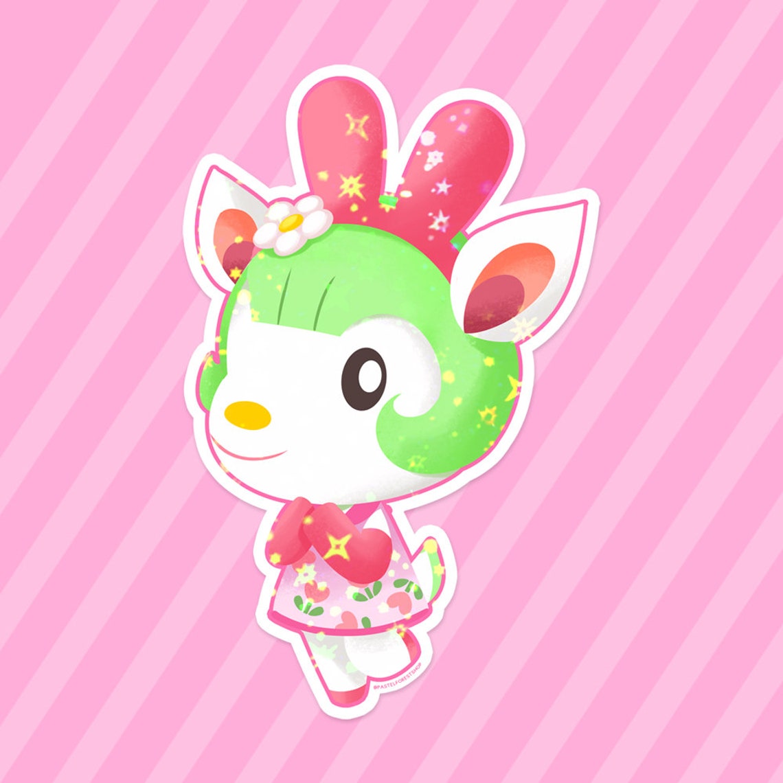 Chelsea Animal Crossing Cute Vinyl Sparkly Star Holographic Sticker ...