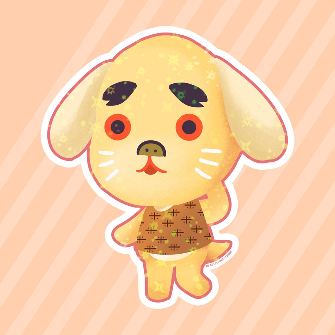 Benjamin Animal Crossing Cute Vinyl Sparkly Star Holographic Sticker - Etsy