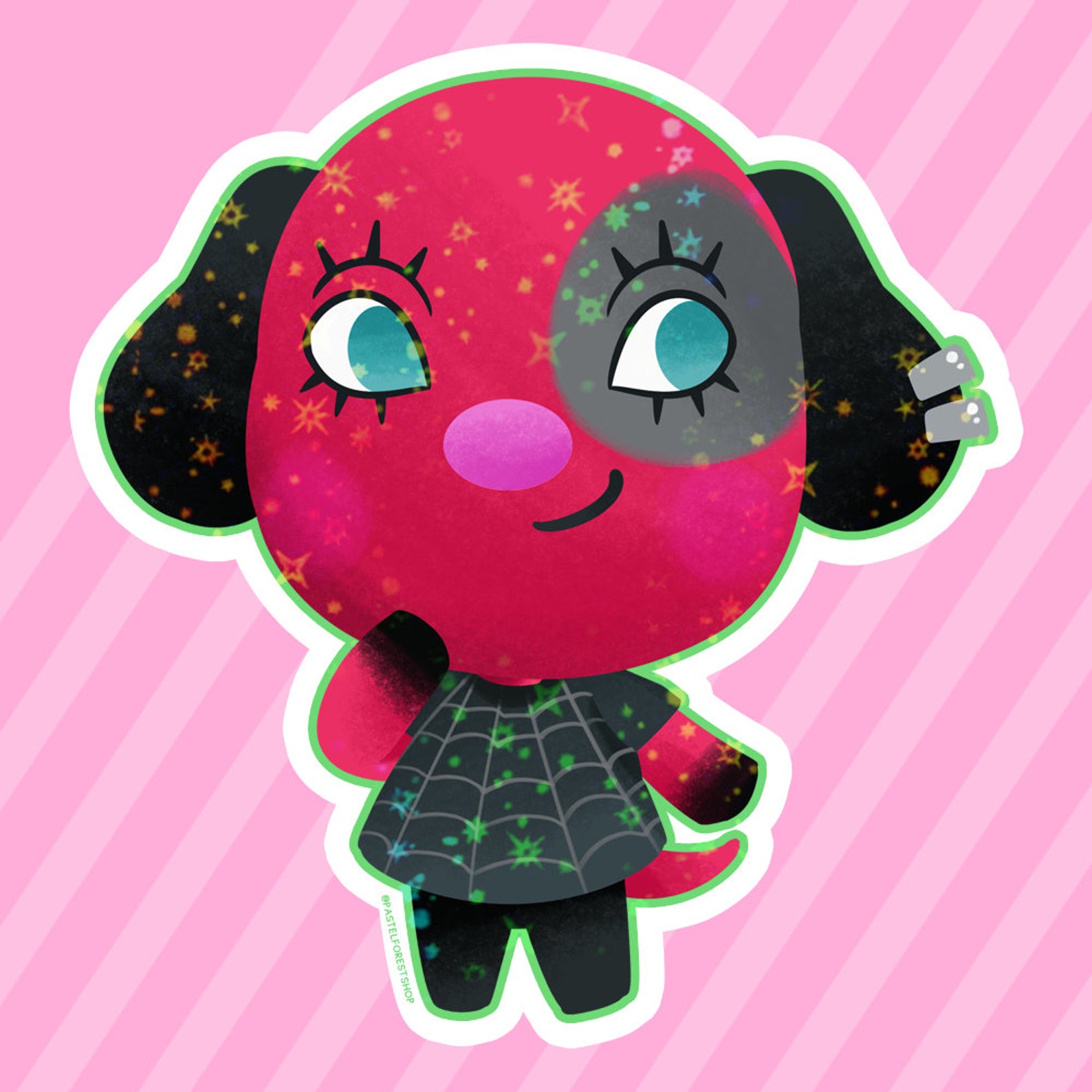 Cherry Animal Crossing Cute Vinyl Sparkly Star Holographic Sticker - Etsy