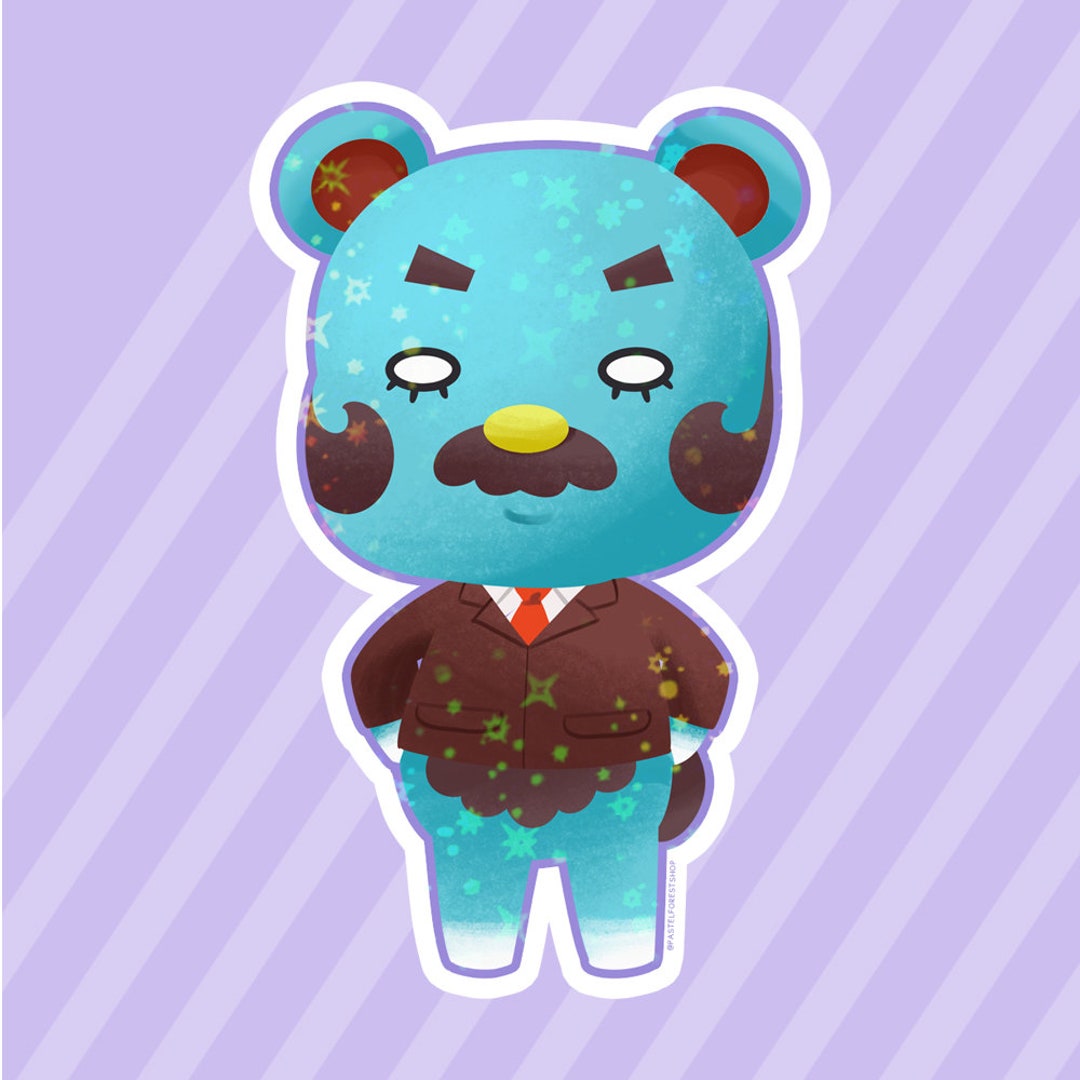 Beardo Animal Crossing Cute Vinyl Sparkly Star Holographic Sticker - Etsy