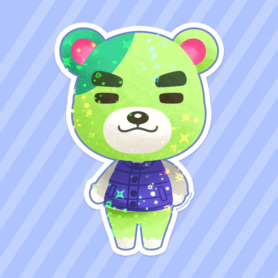 Murphy Animal Crossing Cute Vinyl Sparkly Star Holographic Sticker - Etsy
