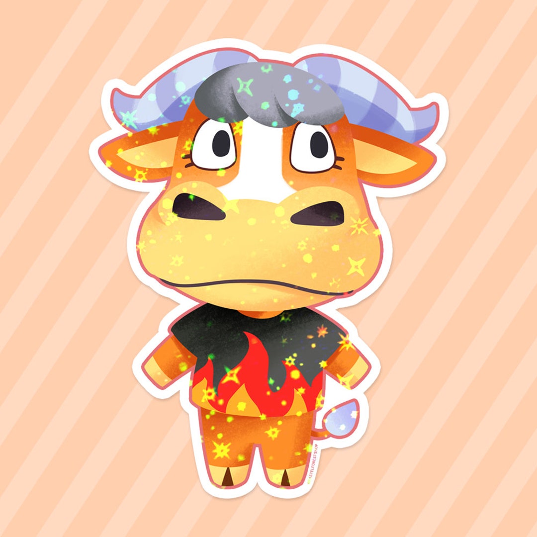 Angus Animal Crossing Cute Vinyl Sparkly Star Holographic Sticker - Etsy