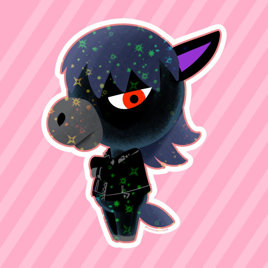 Roscoe Animal Crossing Cute Vinyl Sparkly Star Holographic Sticker - Etsy