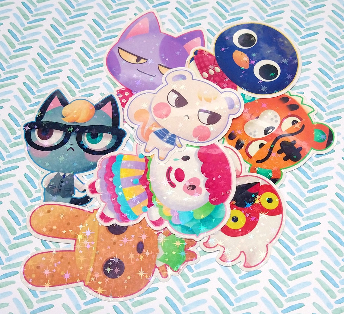 Bangle Animal Crossing Cute Vinyl Sparkly Star Holographic Sticker - Etsy