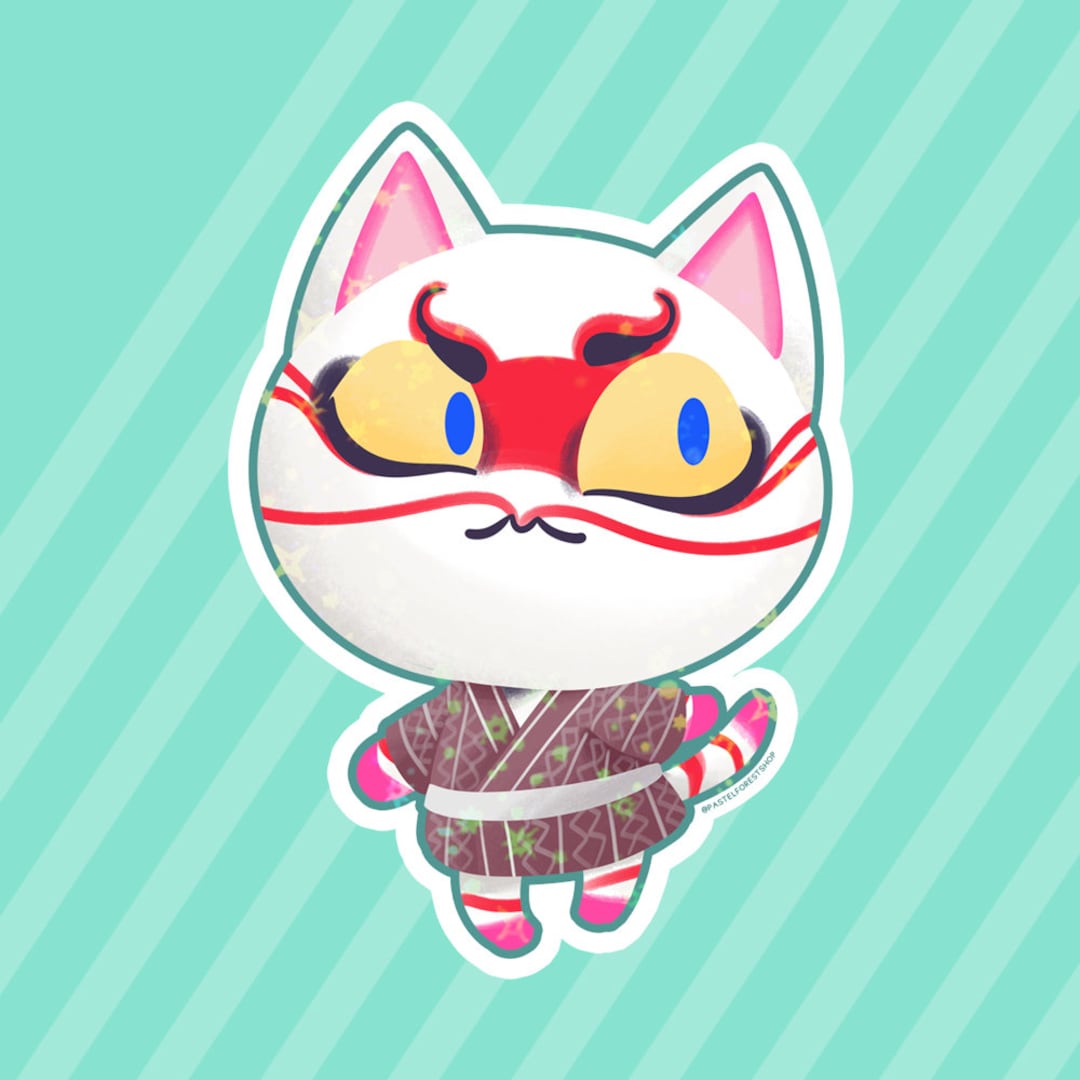 Kabuki Animal Crossing Cute Vinyl Sparkly Star Holographic Sticker - Etsy