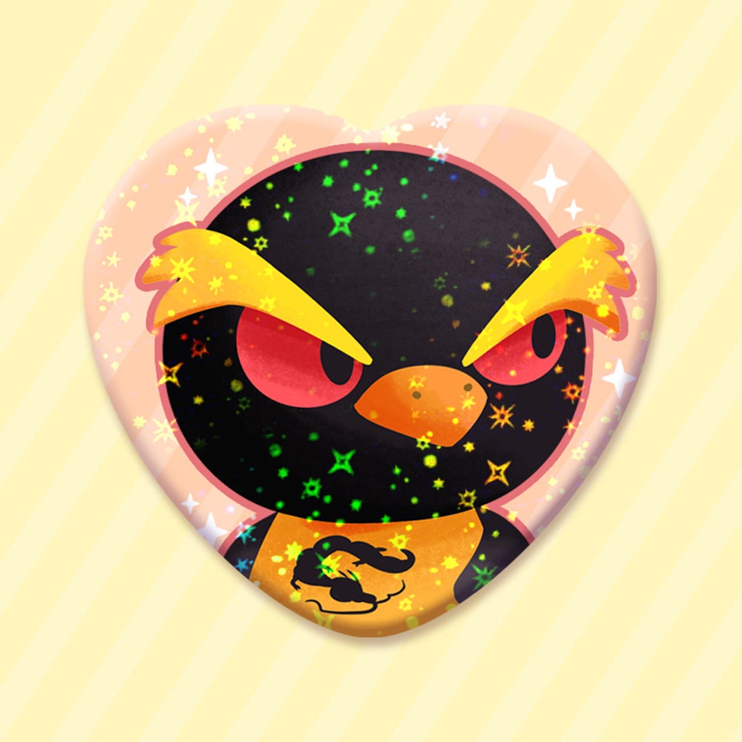 Hopper Animal Crossing Cute Metal Sparkly Star Holographic Heart Button ...