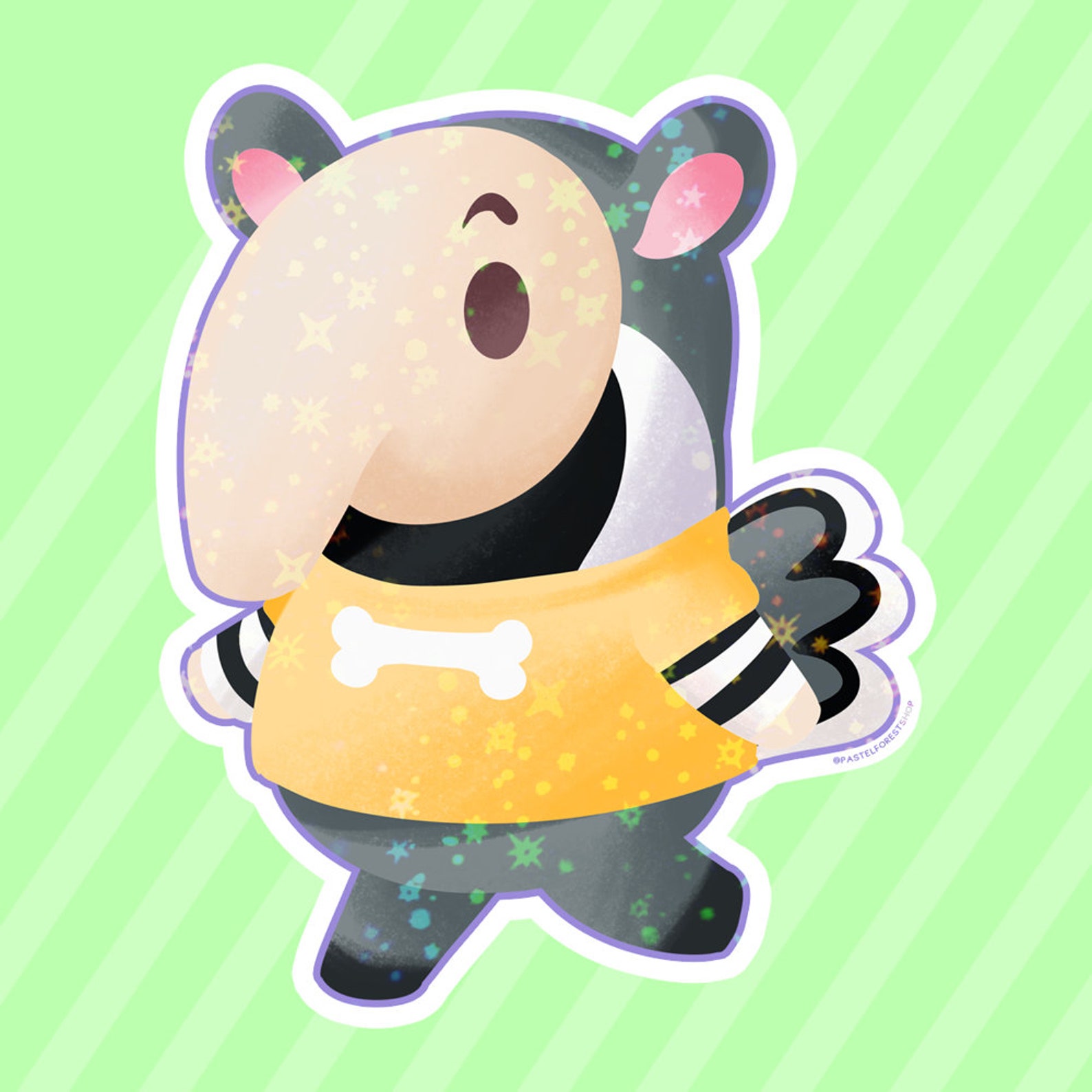 Antonio Animal Crossing Cute Vinyl Sparkly Star Holographic Sticker - Etsy