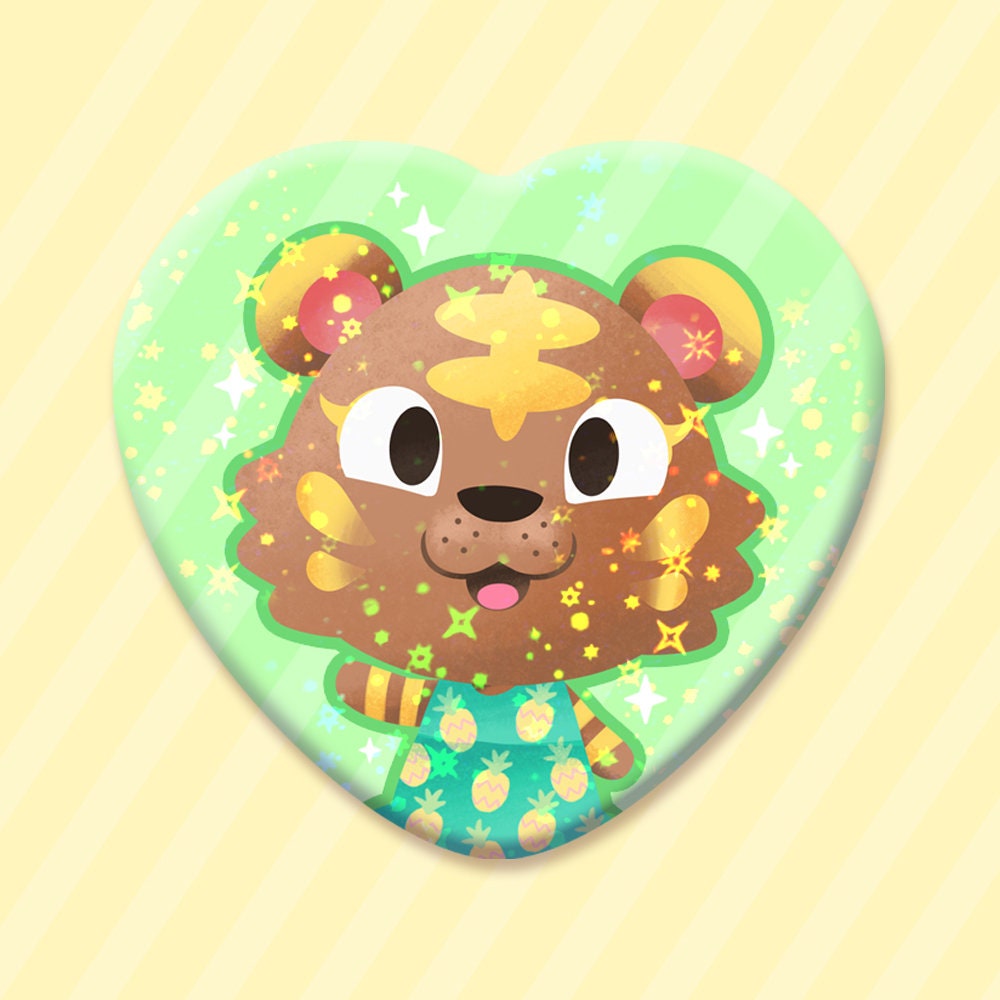 Bangle Animal Crossing Cute Metal Sparkly Star Holographic Heart Button ...