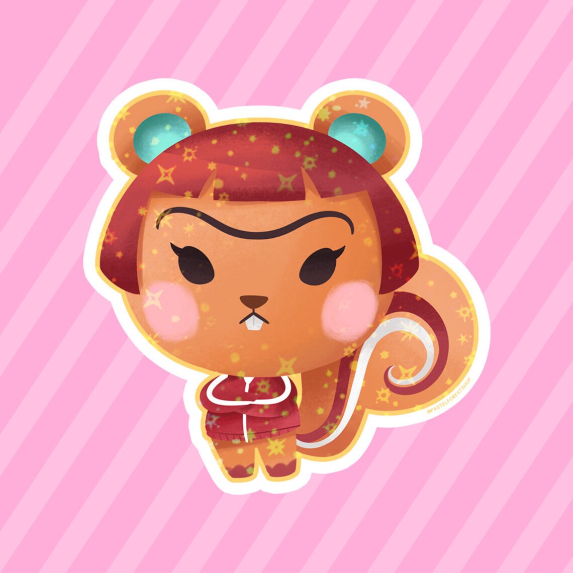 Hazel Animal Crossing Cute Vinyl Sparkly Star Holographic - Etsy