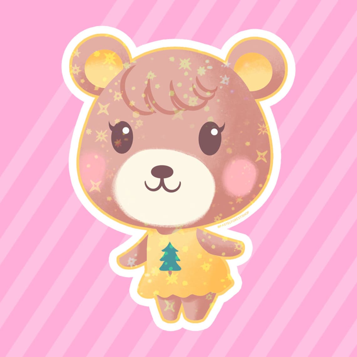 Maple Animal Crossing Cute Vinyl Sparkly Star Holographic Sticker - Etsy