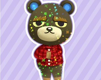 Hazel Animal Crossing Cute Vinyl Sparkly Star Holographic Sticker - Etsy