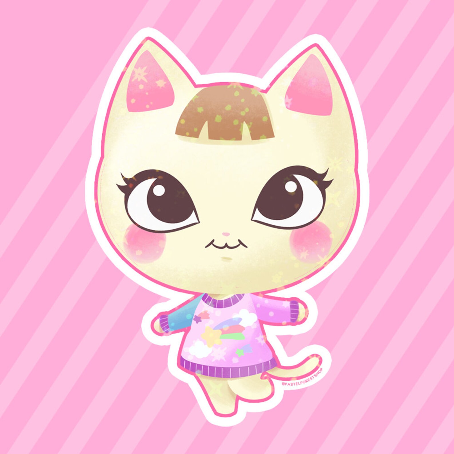 Merry Animal Crossing Cute Vinyl Sparkly Star Holographic | Etsy