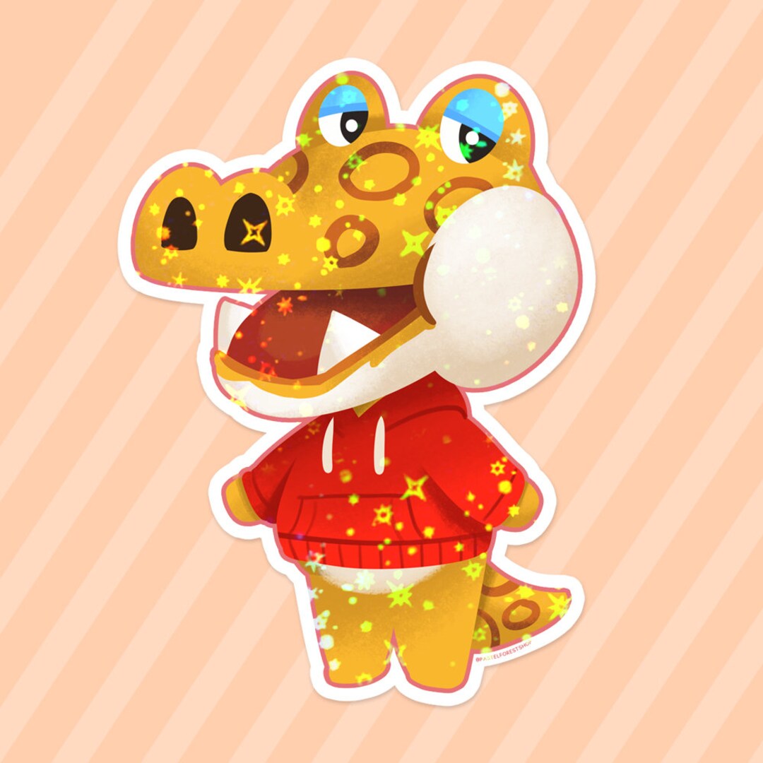 Alfonso Animal Crossing Cute Vinyl Sparkly Star Holographic - Etsy UK