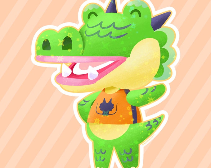 Drago Animal Crossing Cute Vinyl Sparkly Star Holographic Sticker - Etsy