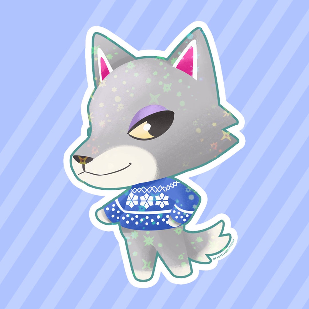 Fang Animal Crossing Cute Vinyl Sparkly Star Holographic Sticker - Etsy