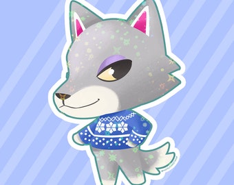 Hazel Animal Crossing Cute Vinyl Sparkly Star Holographic Sticker - Etsy