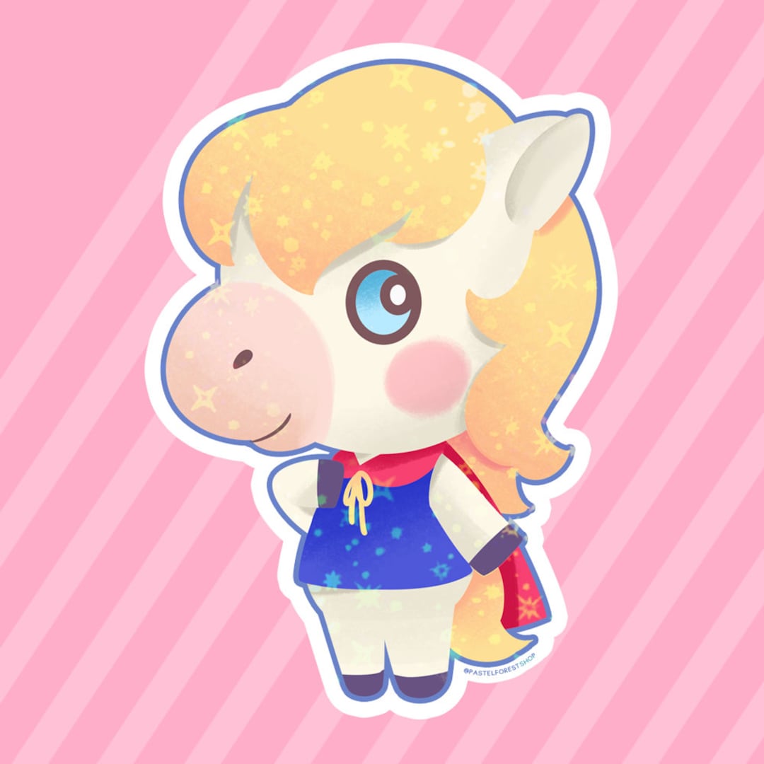 Colton Animal Crossing Cute Vinyl Sparkly Star Holographic Sticker - Etsy