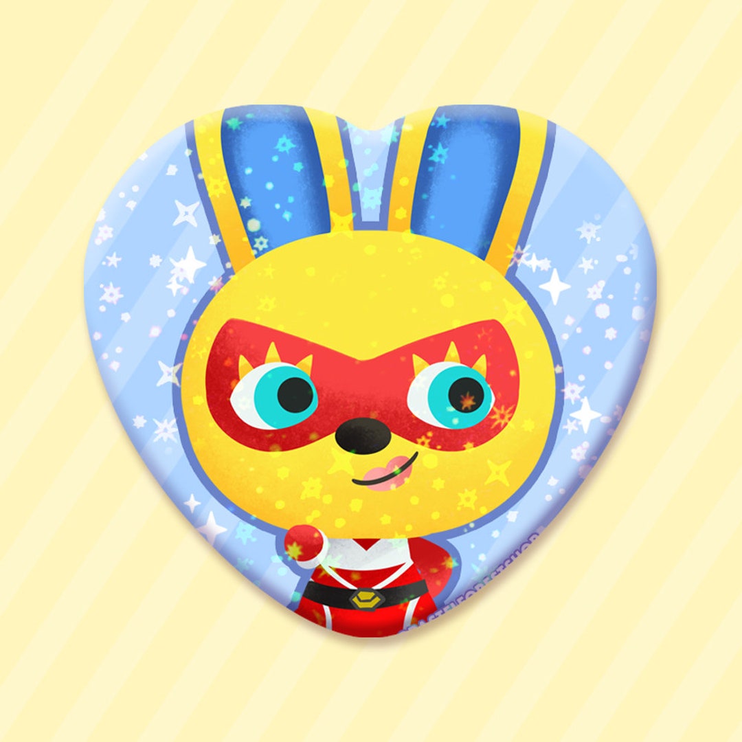 Mira Animal Crossing Cute Metal Sparkly Star Holographic Heart Button ...