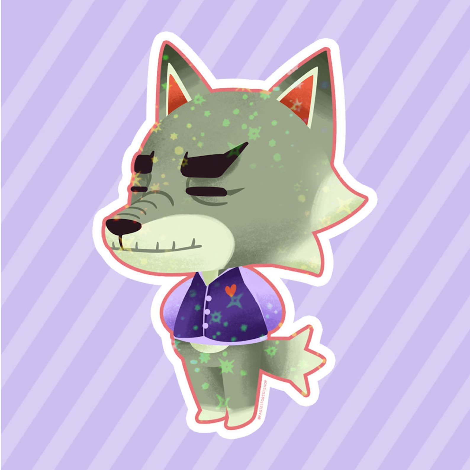 Dobie Animal Crossing Cute Vinyl Sparkly Star Holographic - Etsy