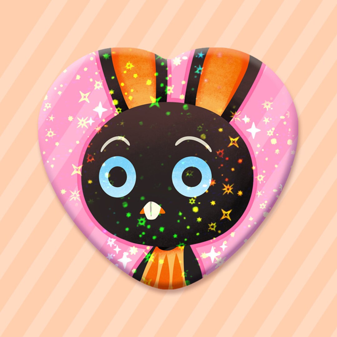 Cole Animal Crossing Cute Metal Sparkly Star Holographic Heart Button ...