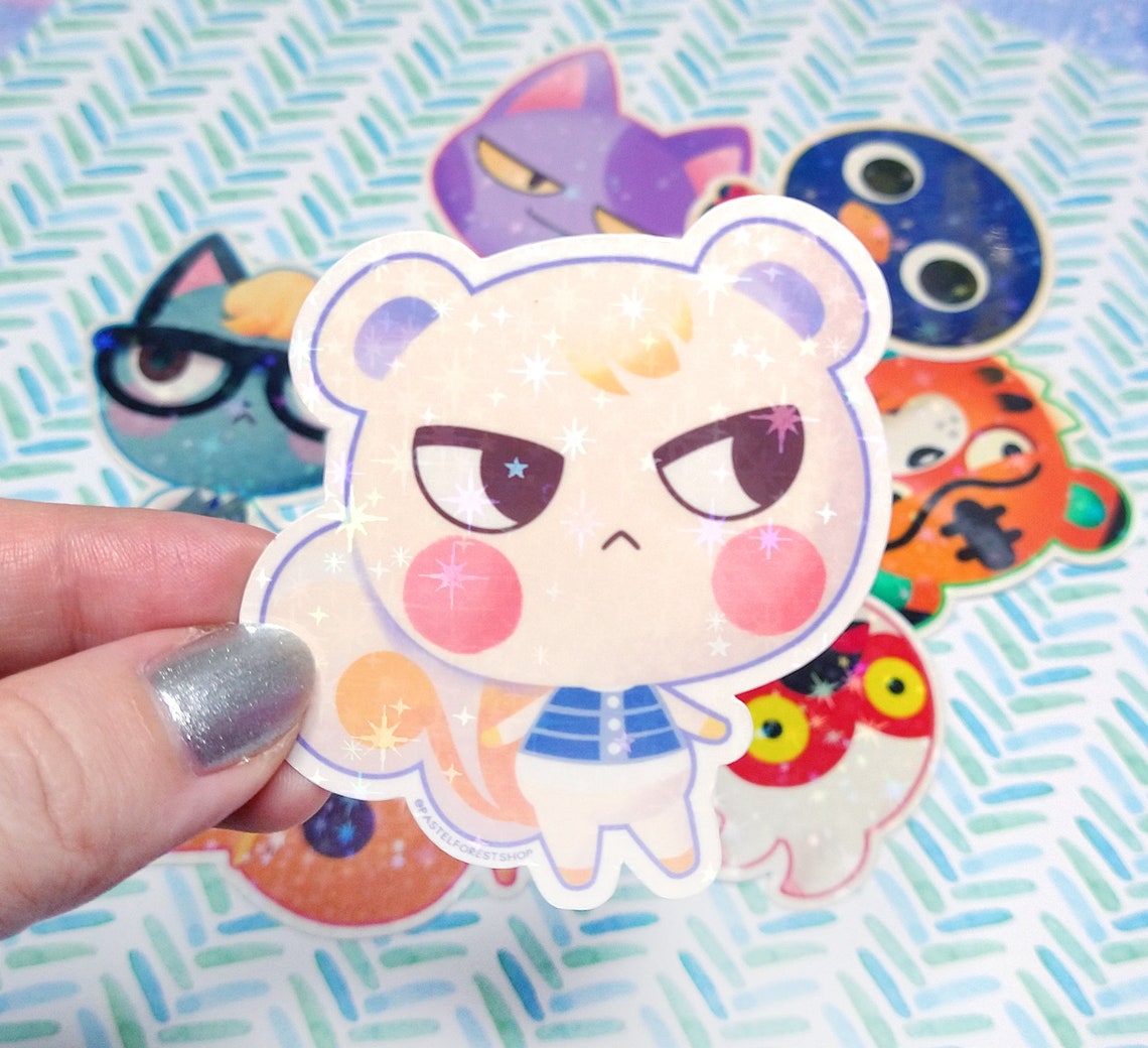Becky Animal Crossing Cute Vinyl Sparkly Star Holographic - Etsy