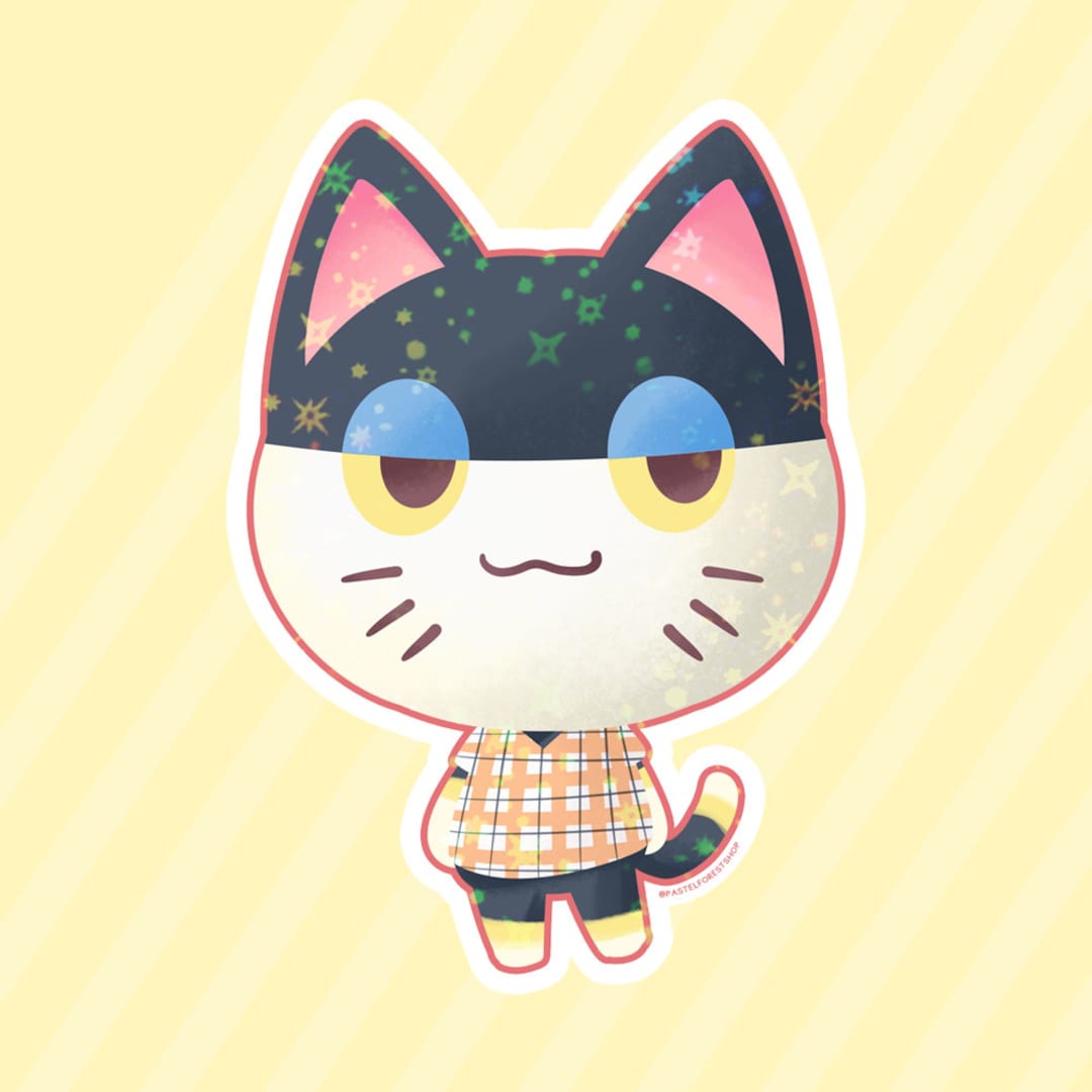 Punchy Animal Crossing Cute Vinyl Sparkly Star Holographic Sticker - Etsy