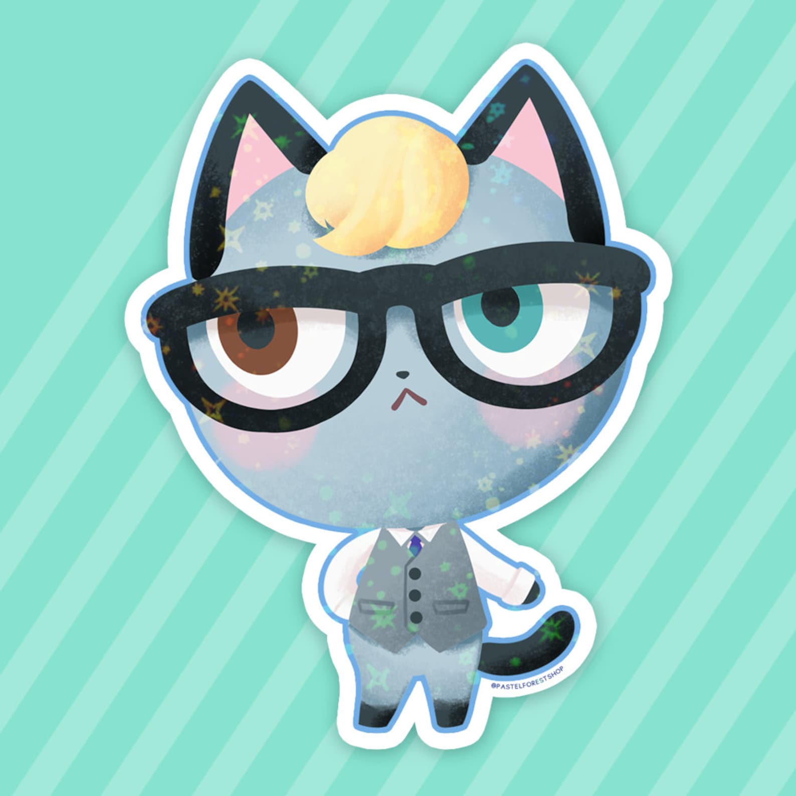 Raymond Animal Crossing Cute Vinyl Sparkly Star Holographic - Etsy