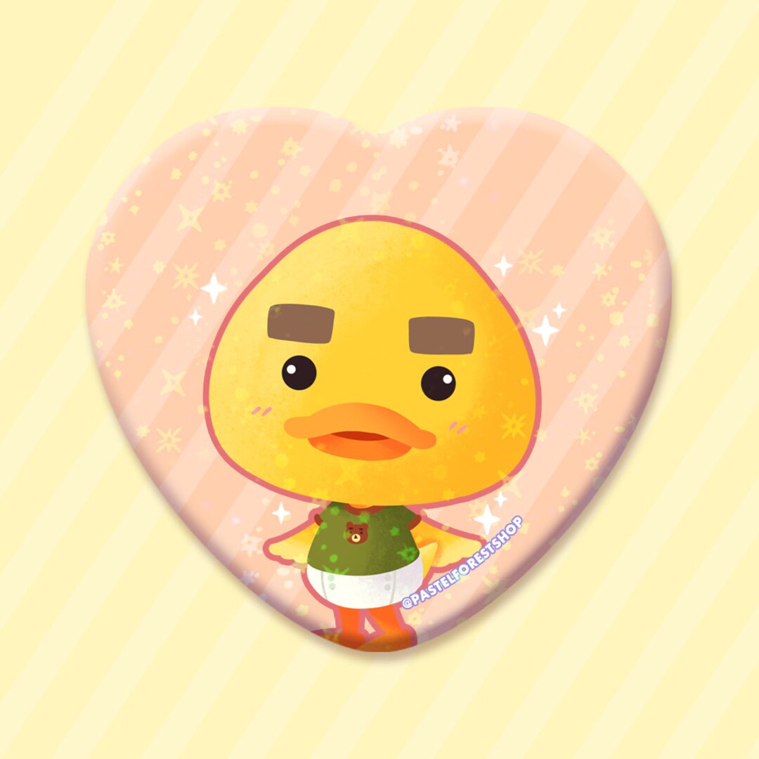 Joey Animal Crossing Cute Metal Sparkly Star Holographic Heart Button ...