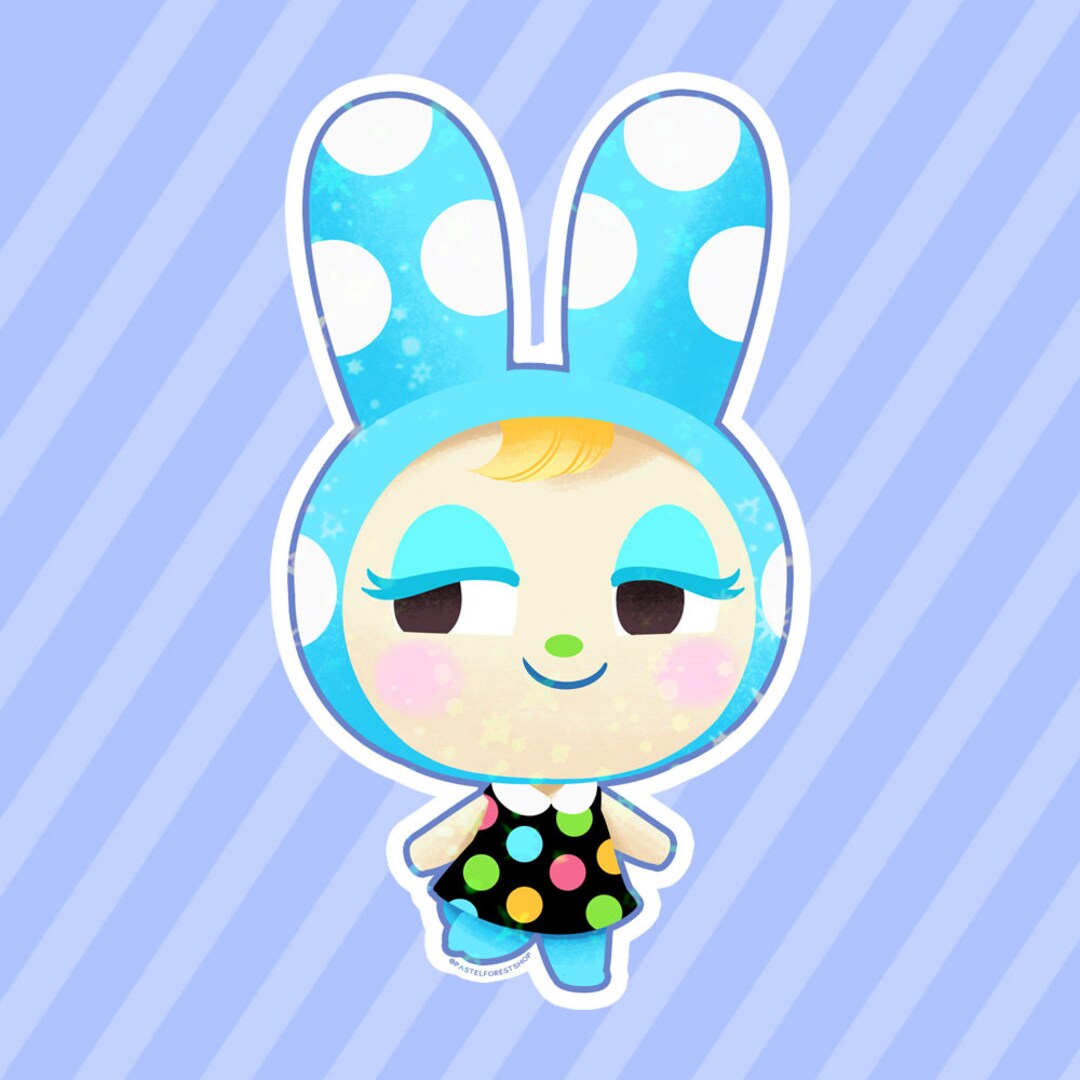 Francine Animal Crossing Cute Vinyl Sparkly Star Holographic Sticker - Etsy
