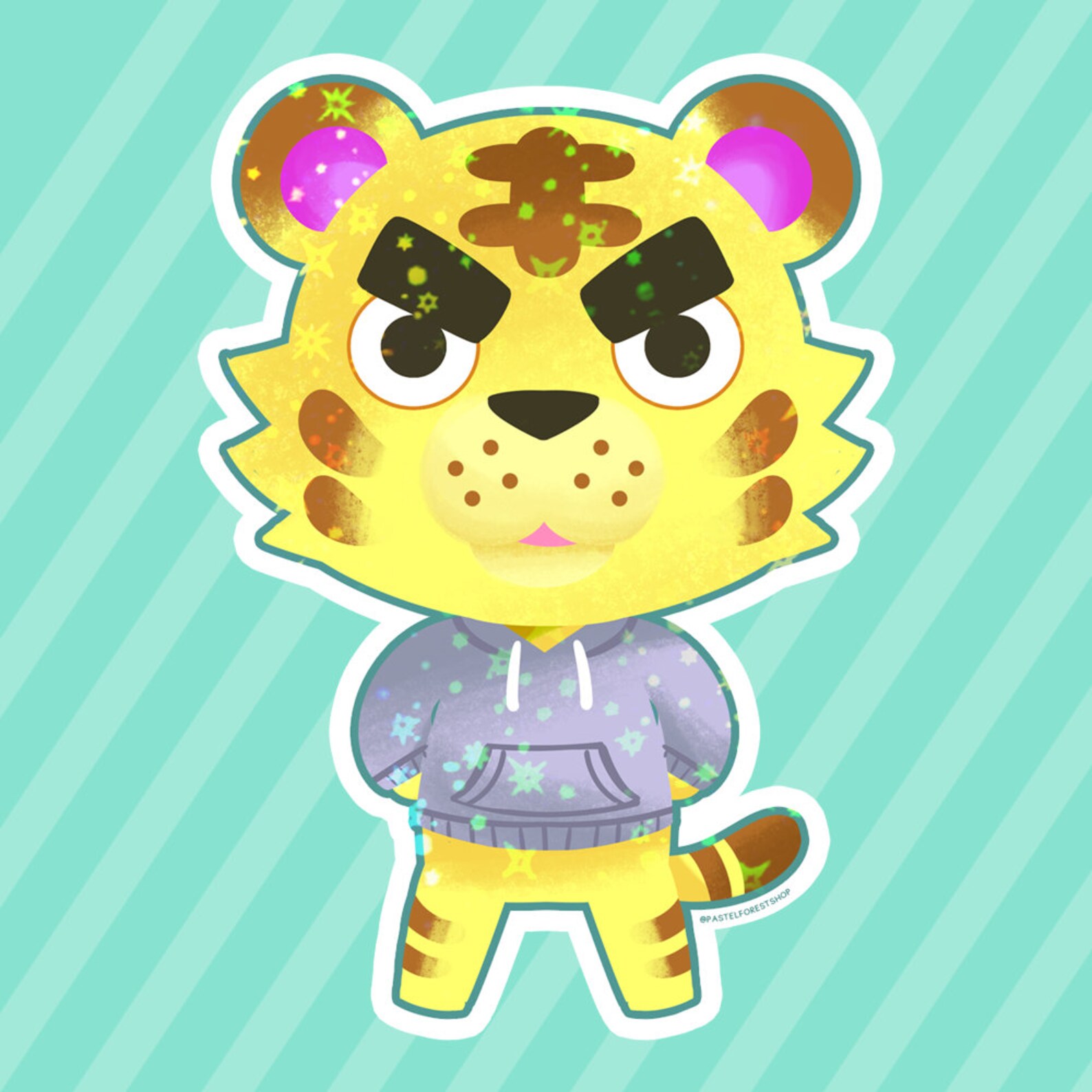 Tybalt Animal Crossing Cute Vinyl Sparkly Star Holographic Sticker - Etsy