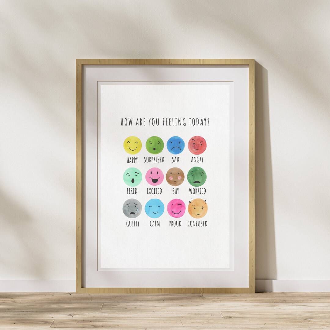 Kids Feelings and Emotions Chart Printable Poster for Teaching ...