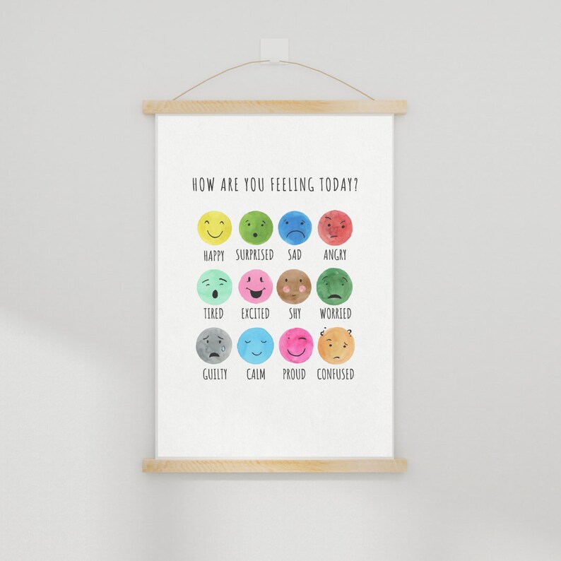 Kids Feelings and Emotions Chart Printable Poster for Teaching ...