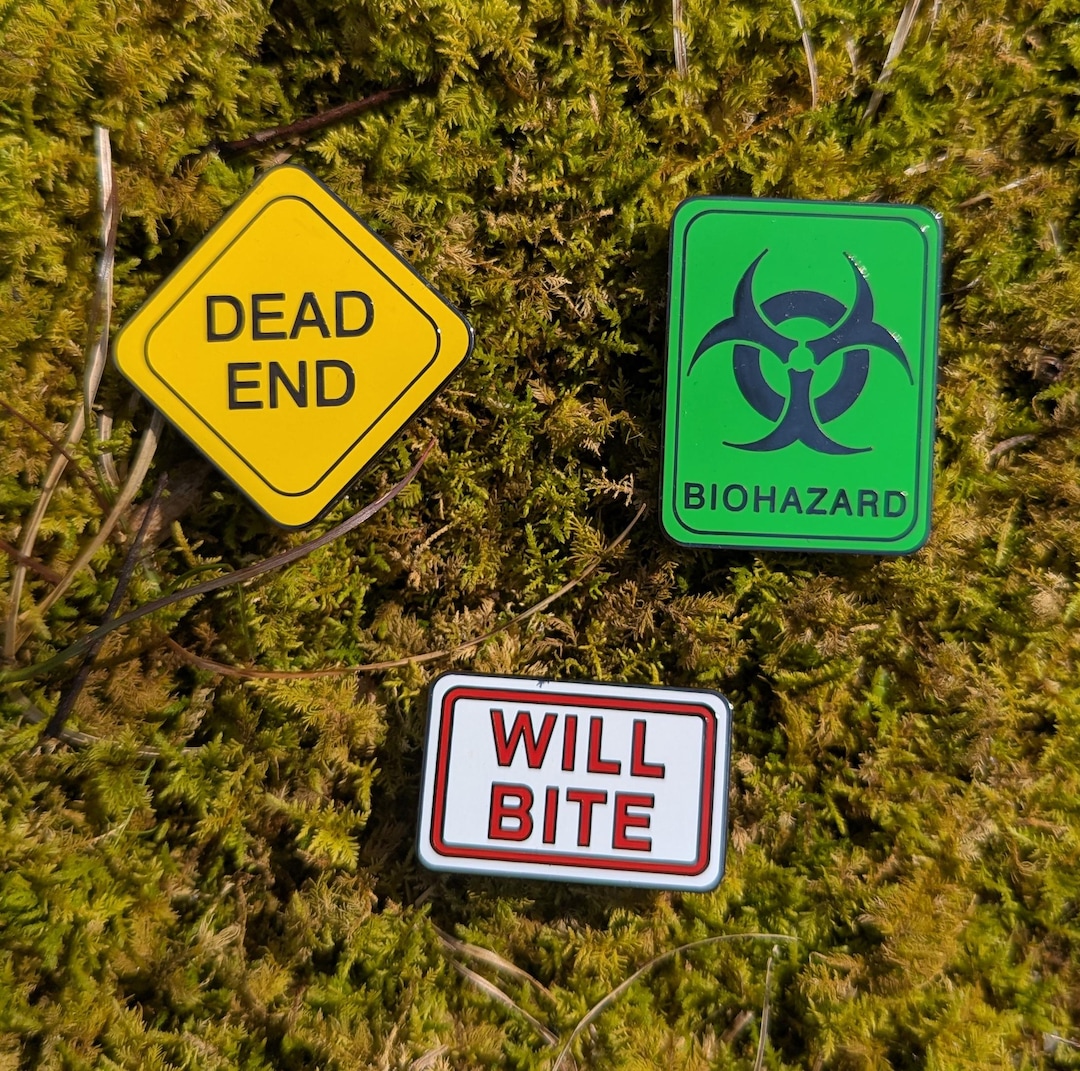 Warning Signs - Dead End Will Bite Biohazard Hard Enamel Pins - Etsy