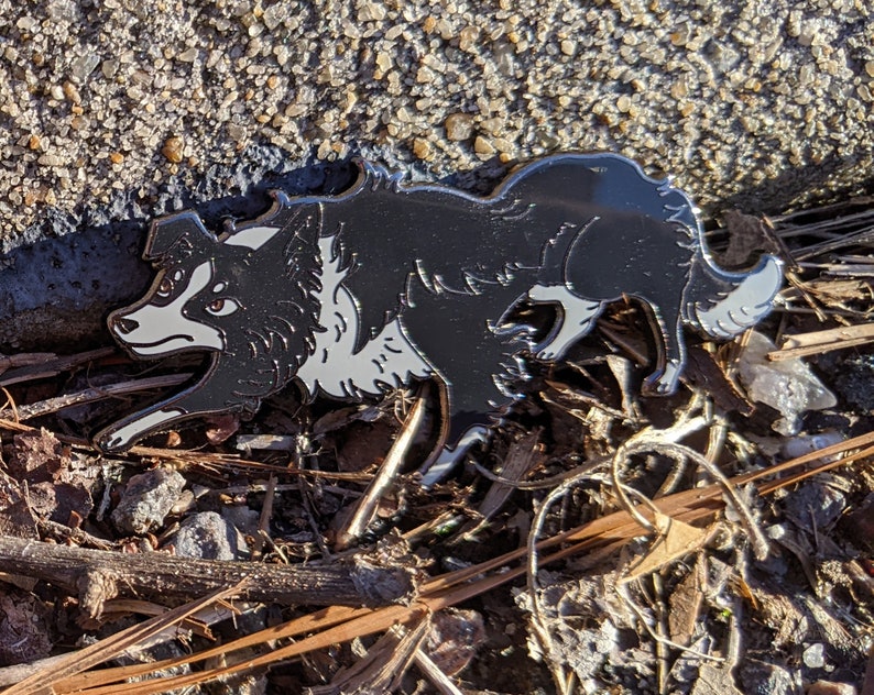 Border Collie at Work Hard Enamel Pin - Etsy