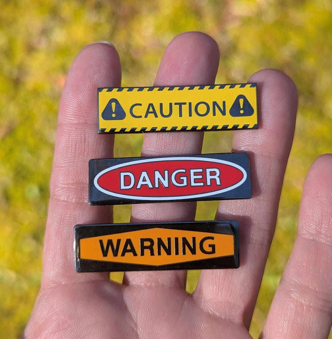 Warning Caution Danger Hard Enamel Pins - Etsy