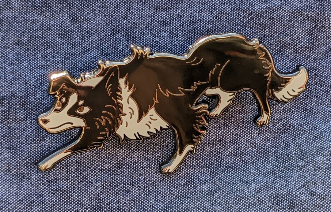 Border Collie at Work Hard Enamel Pin - Etsy