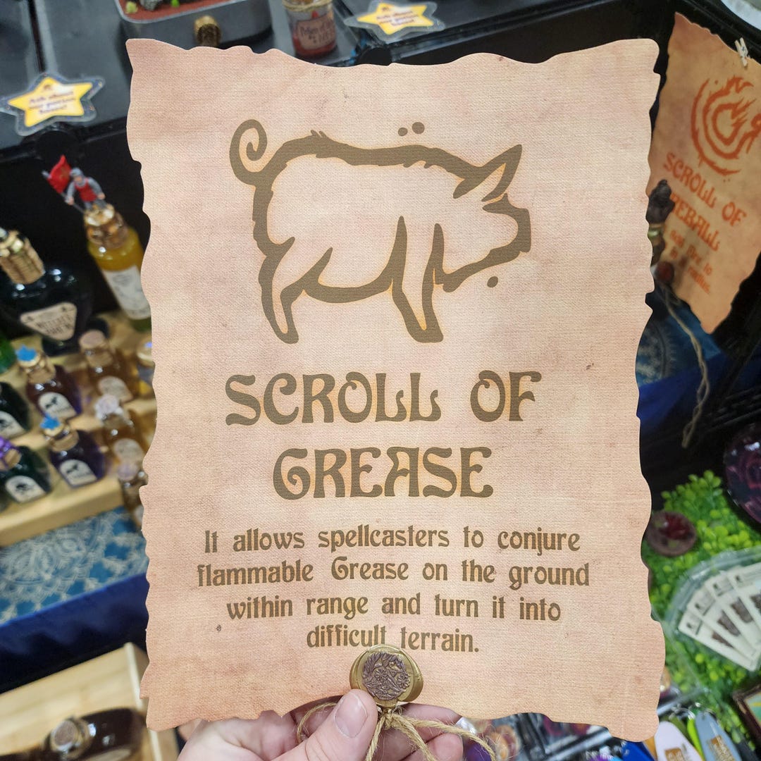 Grease Spell Scroll | Fantasy DND Prop Decoration | Wizard & RPG Decor ...